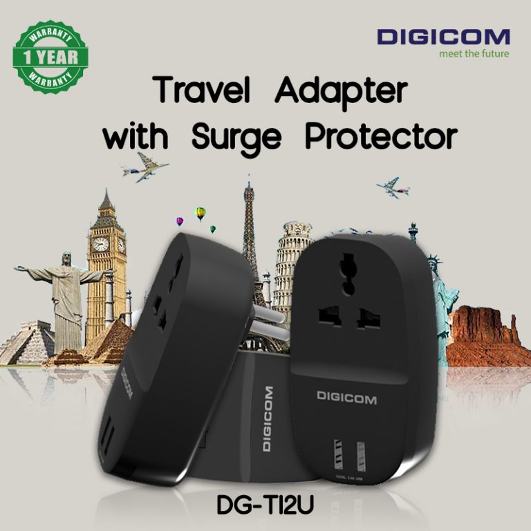 DIGICOM Power Adapter 1 Universal Socket | 2 USB Charging Ports DG-T12U ...