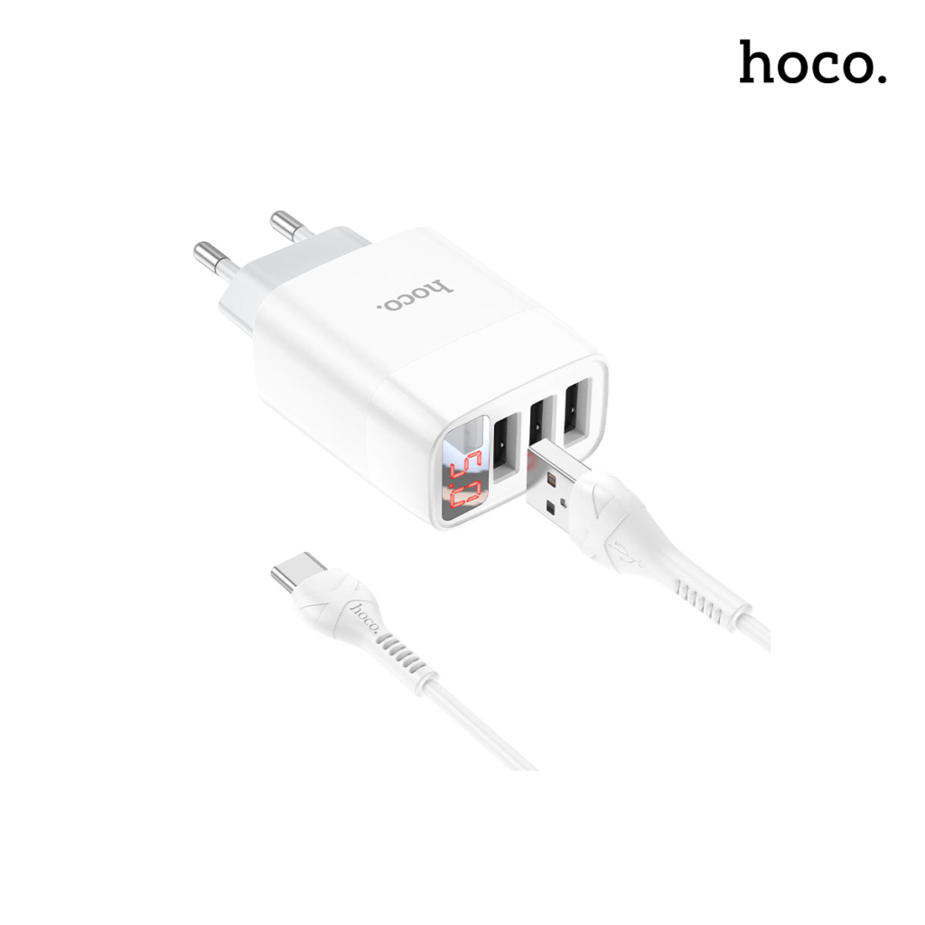 HOCO Easy Charge 3-Port Digital Display Charger Set Type-C - C93A ...