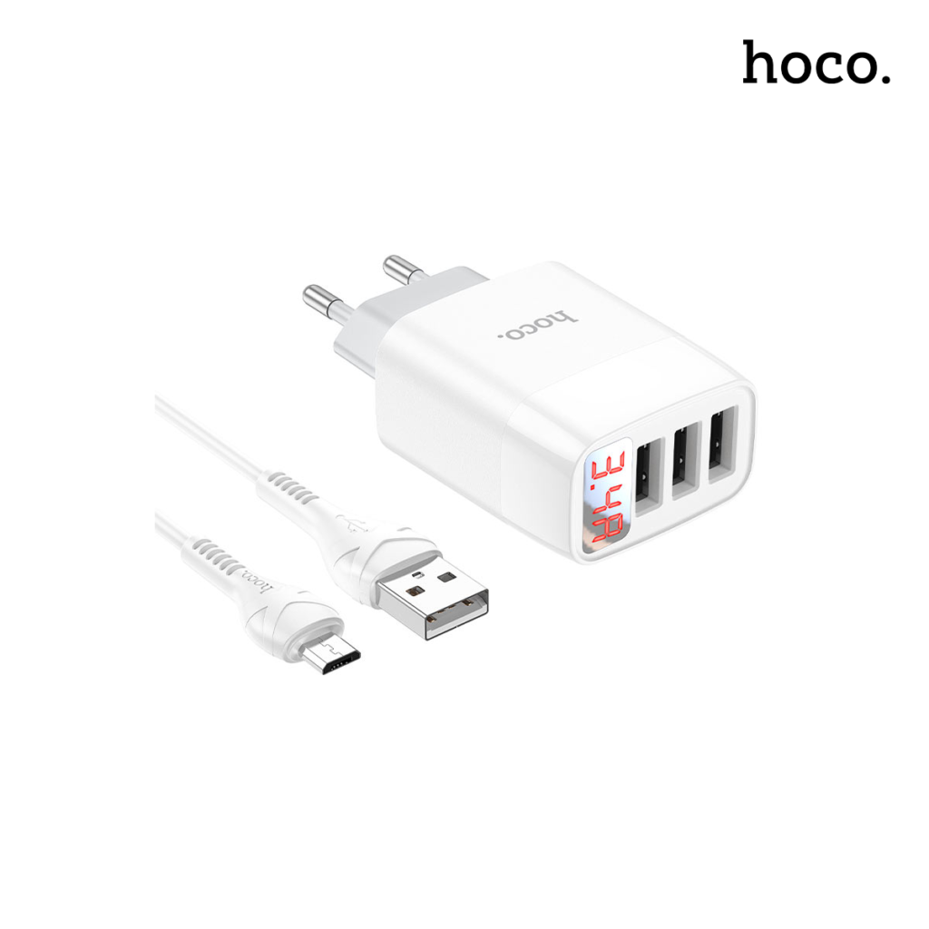HOCO Easy Charge 3-Port Digital Display Charger Set Micro - C93A | Digistore